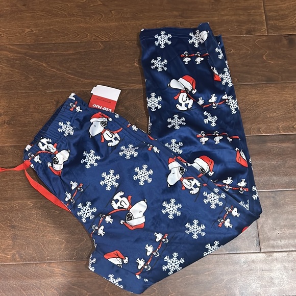 Other | Snoopy Mens Pajama Pants Christmas Snowflakes New Blue | Poshmark